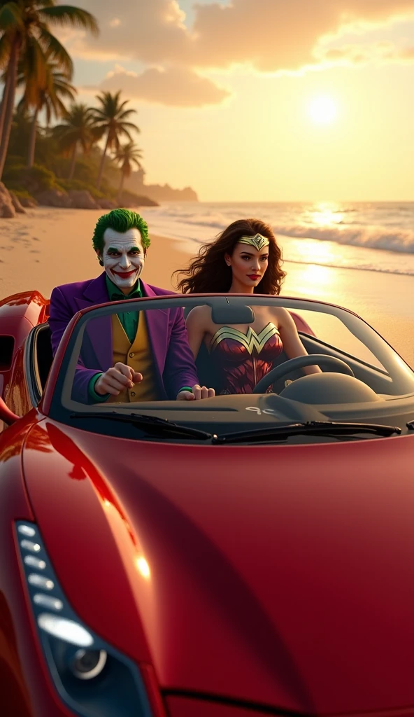 Here’s the prompt in English: "A realistic scene of the Joker and ...