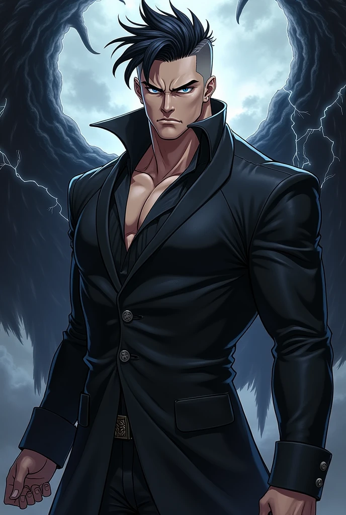 Epic anime, strong man, elegant, glamour, handsome, undercut hairstyle ...