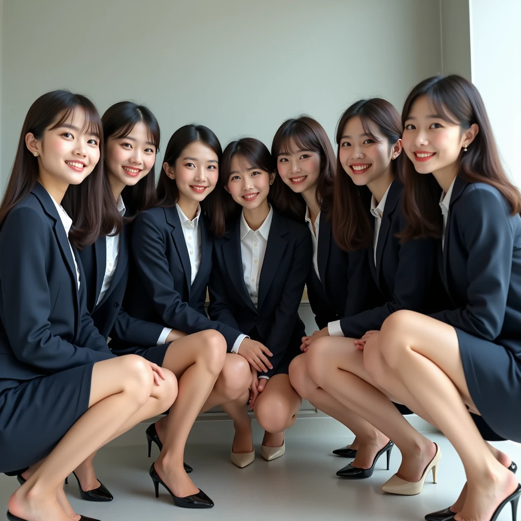 8girls, group photo 、 professional photorealistic image showing ...