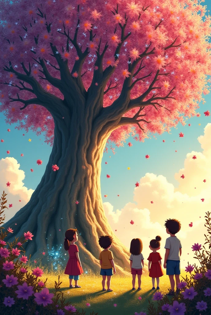 6. Treasure Tree Scene A beautiful tree with colorful flowers blooming ...