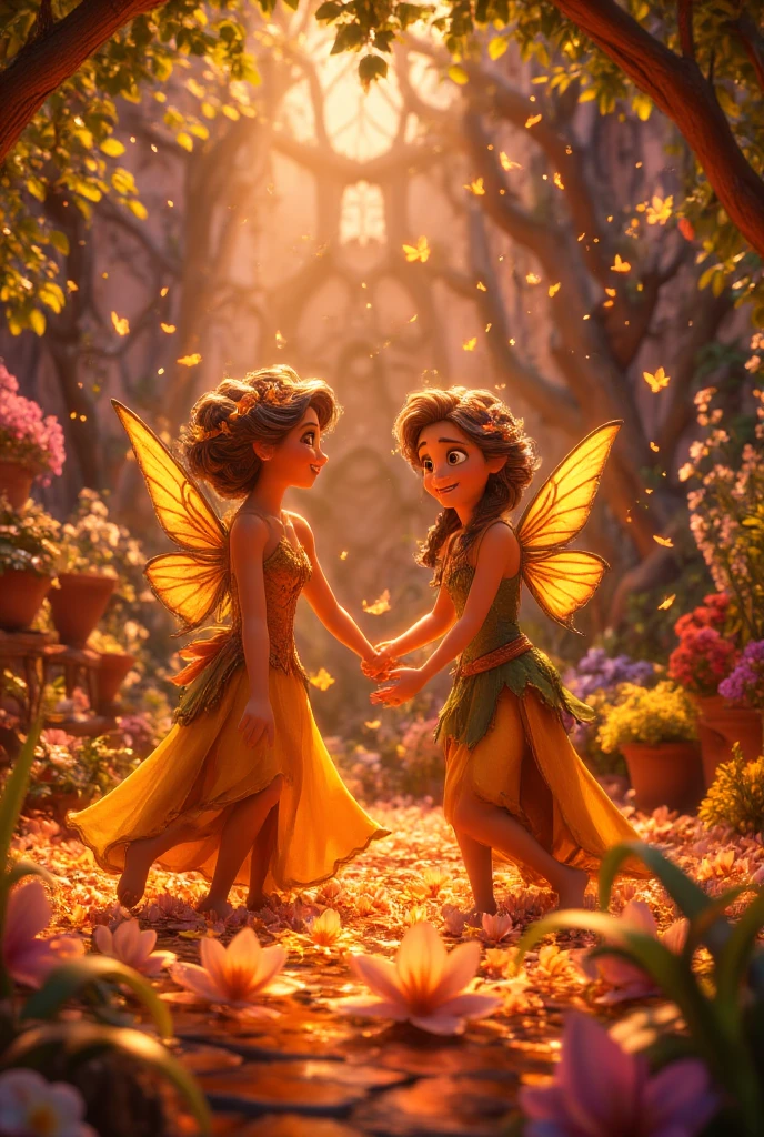 Fairies on golden dust - SeaArt AI