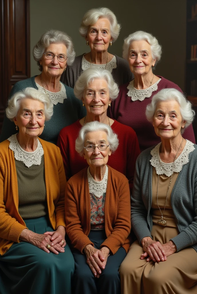 Create 9 grandmothers in one frame - SeaArt AI