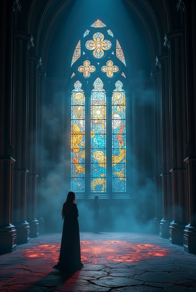 movie scene、 Imprint Image、8k、 gothic、 stained glass painted by Van ...