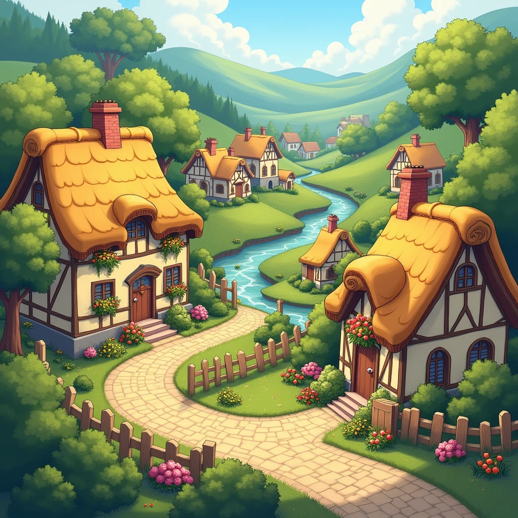 A villages cute view - SeaArt AI