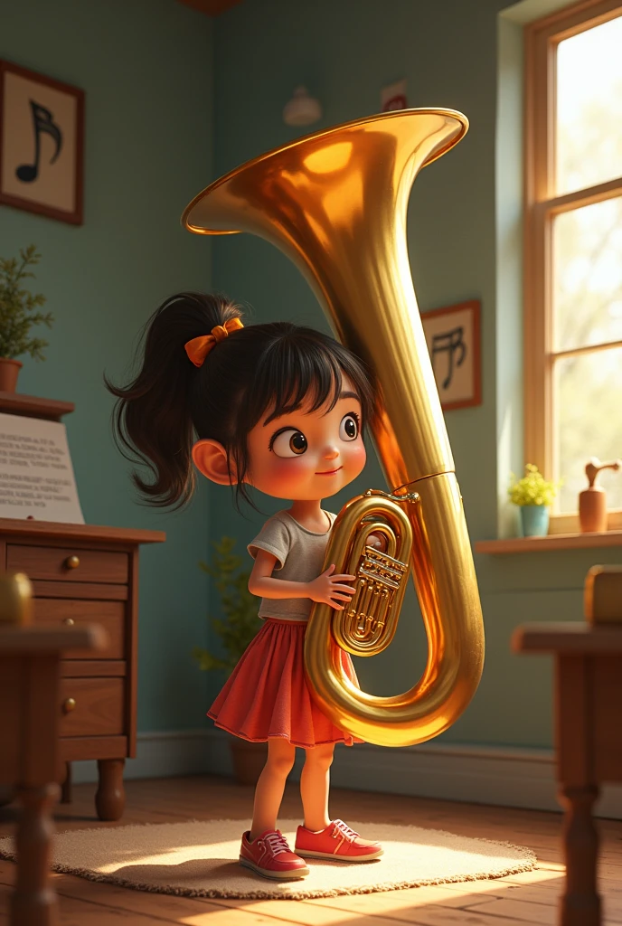 Girl plays the tuba - SeaArt AI