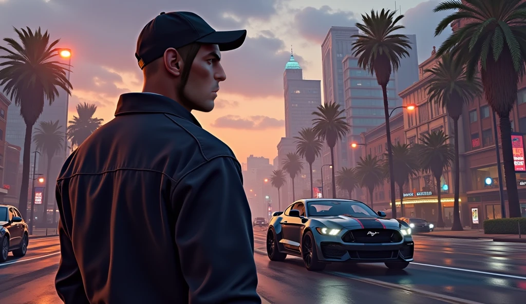close-up of man , coming before the corner of cars , concept art by ...