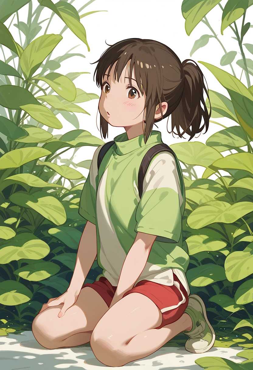 Chihiro Ogino (sen to chihiro )、Brown Hair、 short ponytail 、White and ...