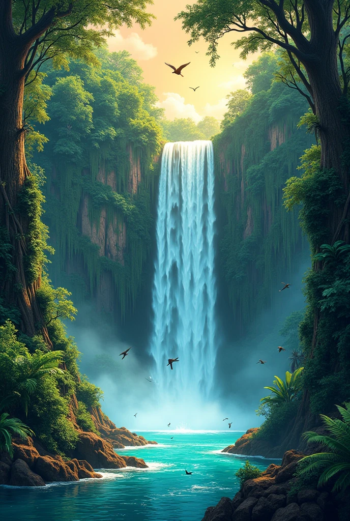 Les Chutes de Boali Waterfalls tourism poster - SeaArt AI