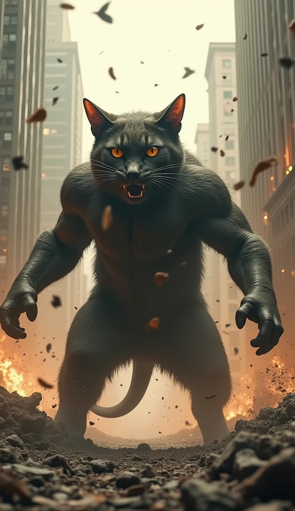 The moment the superhero monster cat delivers a final, powerful blow to ...