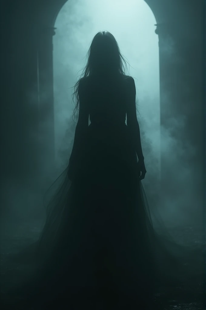 He saw an invisible black shadow of a woman standing there. - SeaArt AI