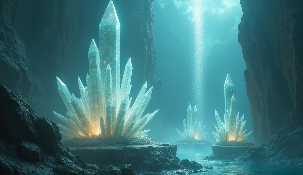 A scene where you can see crystals of super mythical Atlantean energy ...