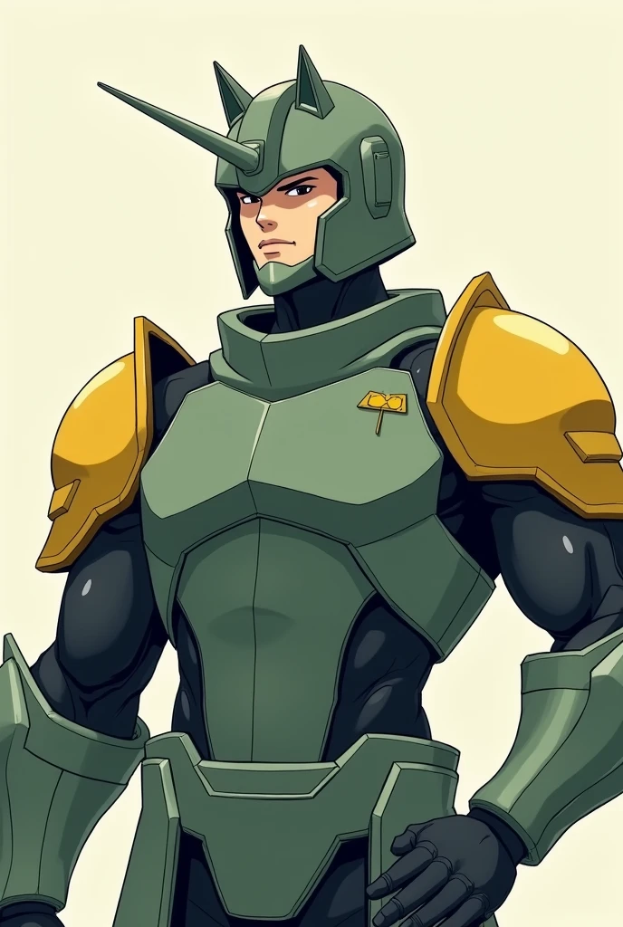 A male human officer, with a muscular build. He is wearing a combat ...