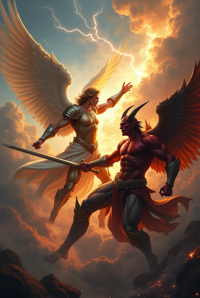 I want Archangel Michael fighting the devil - SeaArt AI