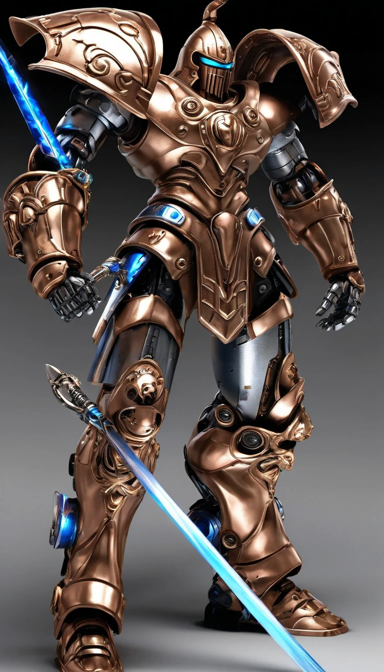 Robot gladiator with smooth shape without horns, shiny copper - SeaArt AI