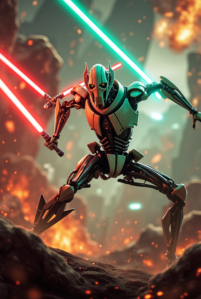 GeneralGrievous,General Grievous in dynamic action,wielding multiple ...