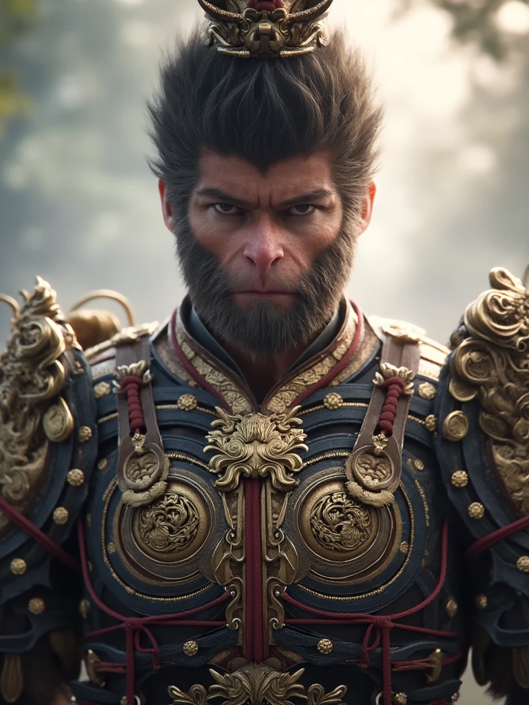 Wukong, This image is a highly detailed digital illustration featuring ...