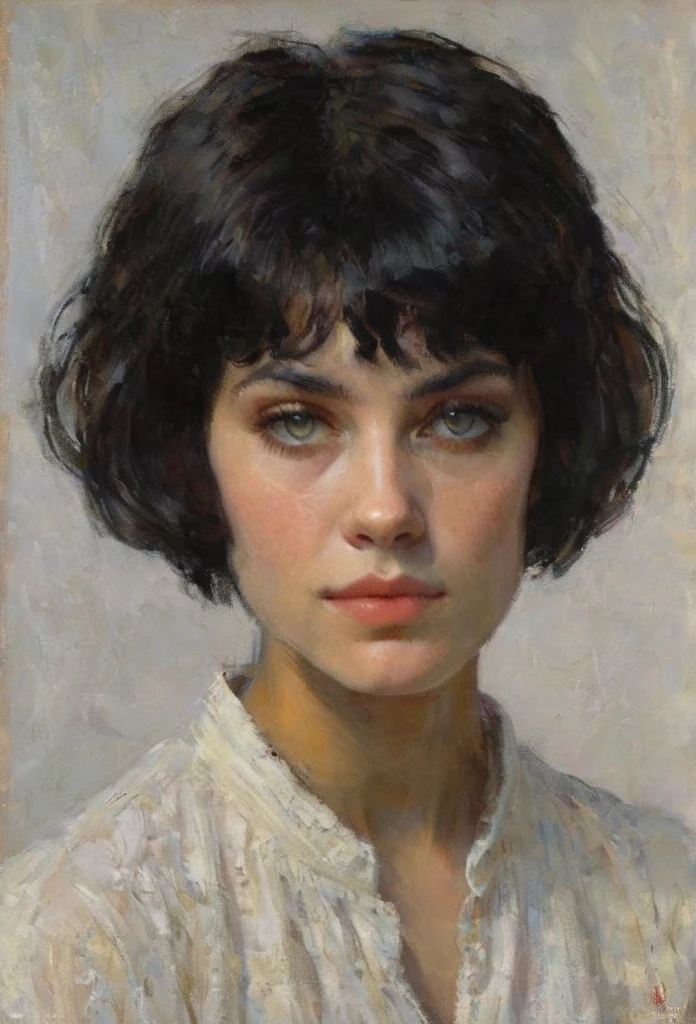 Portrait of a young woman, beautiful,((( sad ))),(wistful), by Monet ...