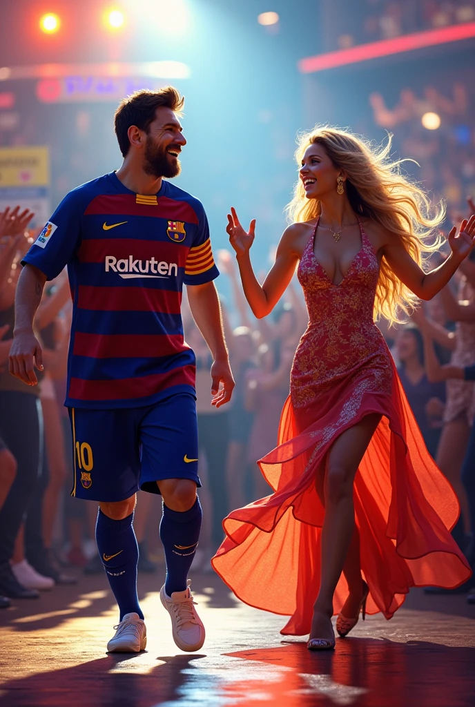 Messi dancing and shakira singing the song - SeaArt AI