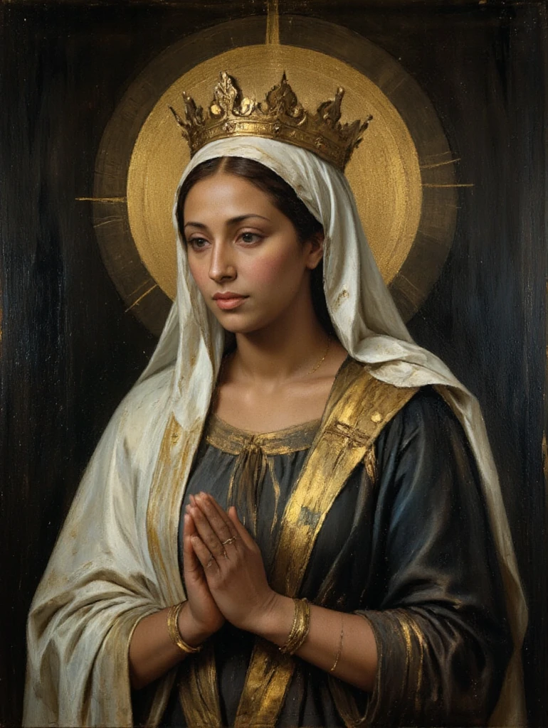 Detail de virgen de los dolores, dark background, king, Israeli - SeaArt AI