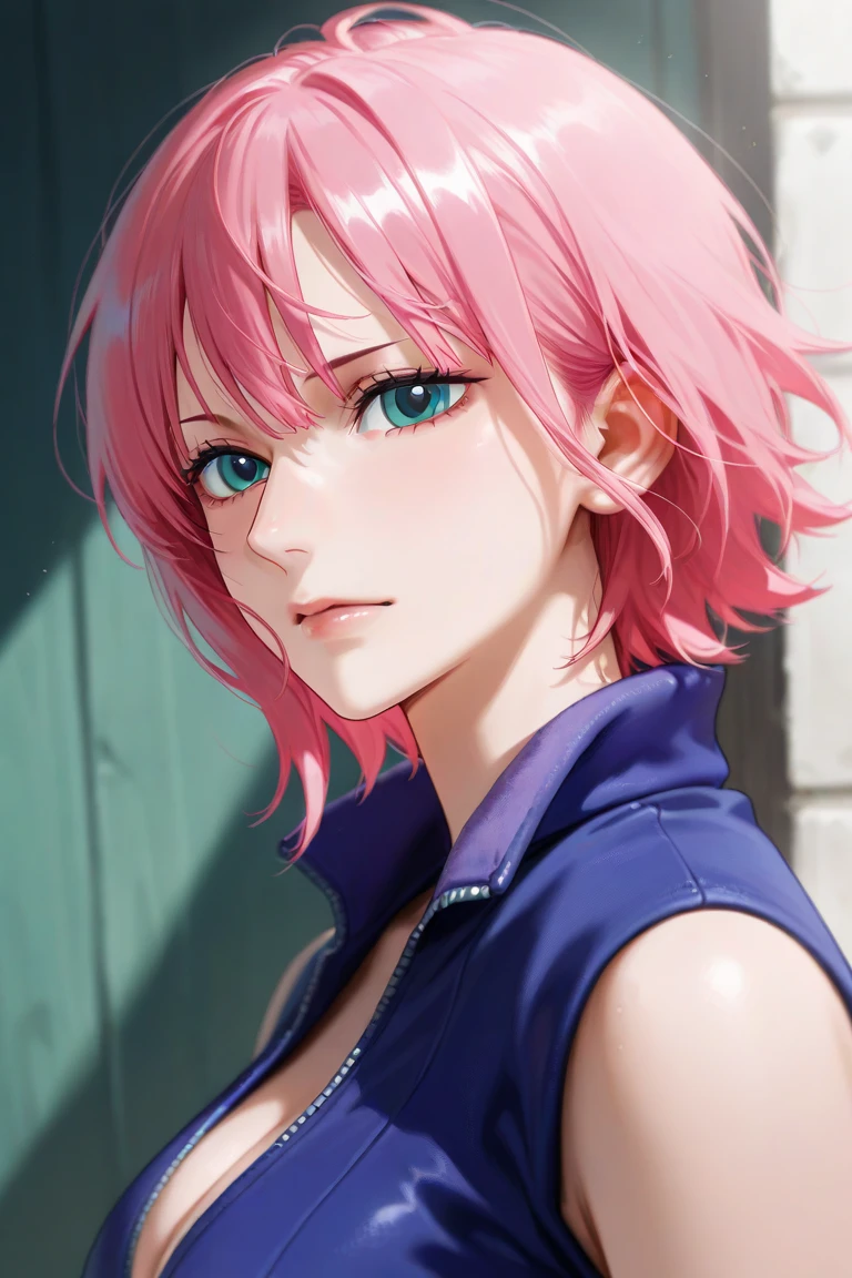 Nico Robin who leashes a boy with long pink hair - SeaArt AI