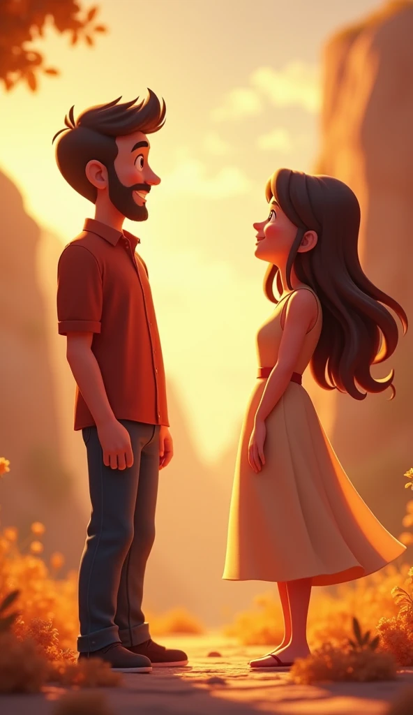 A curious friend observing the couple from a short distance, smiling ...