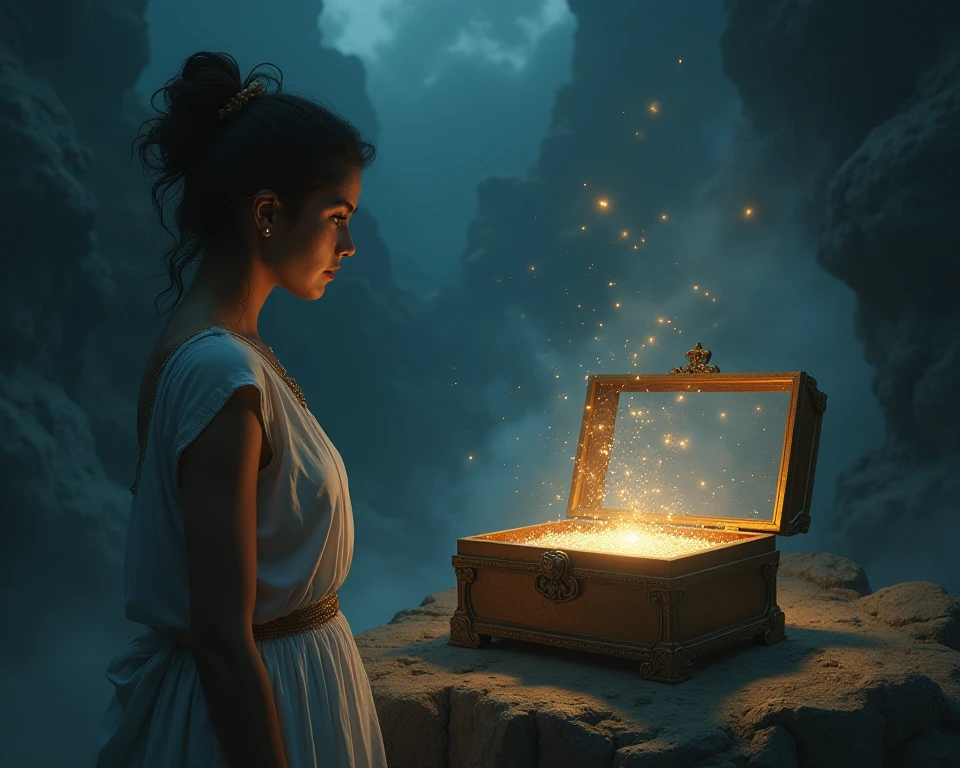 Pandora is curious what's inside the greek small box is. Its top is ...