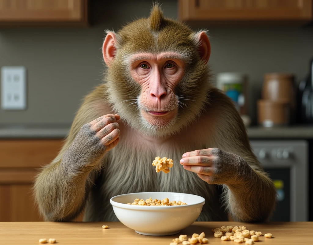 A photo of a male as a rhesus macaque, (rhesus macaque:0.5), mole as a macaque i - SeaArt AI