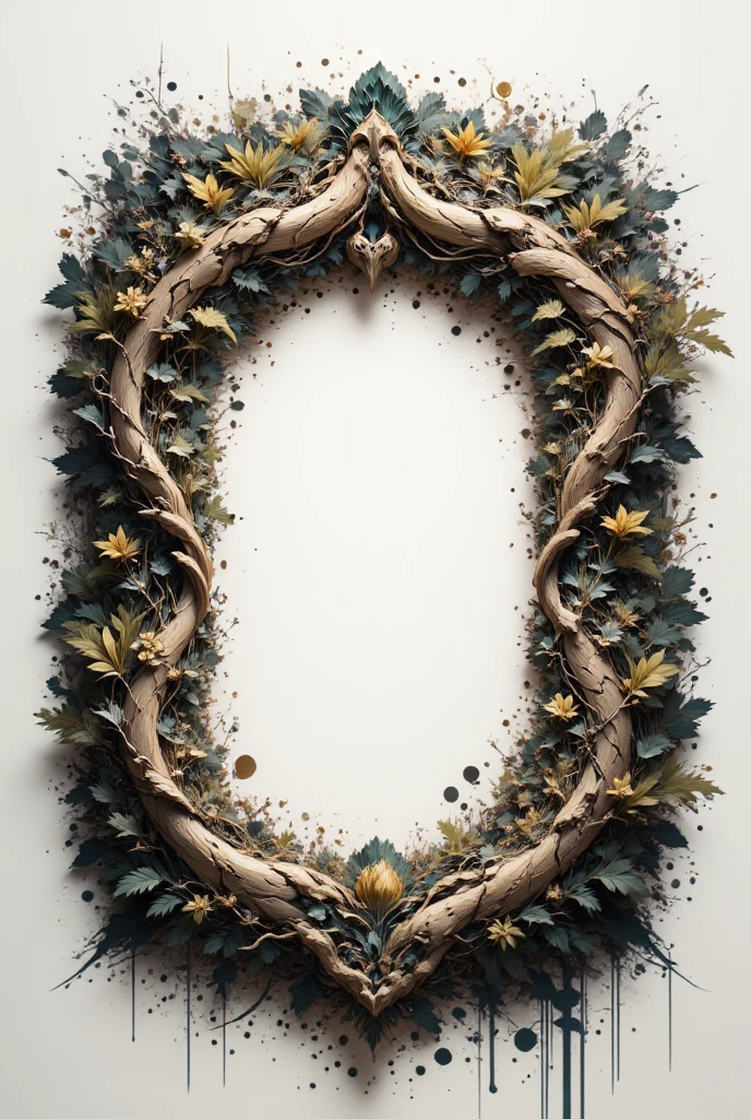 Carved photo frame for photos, fantastic, interlacing of vine branches ...