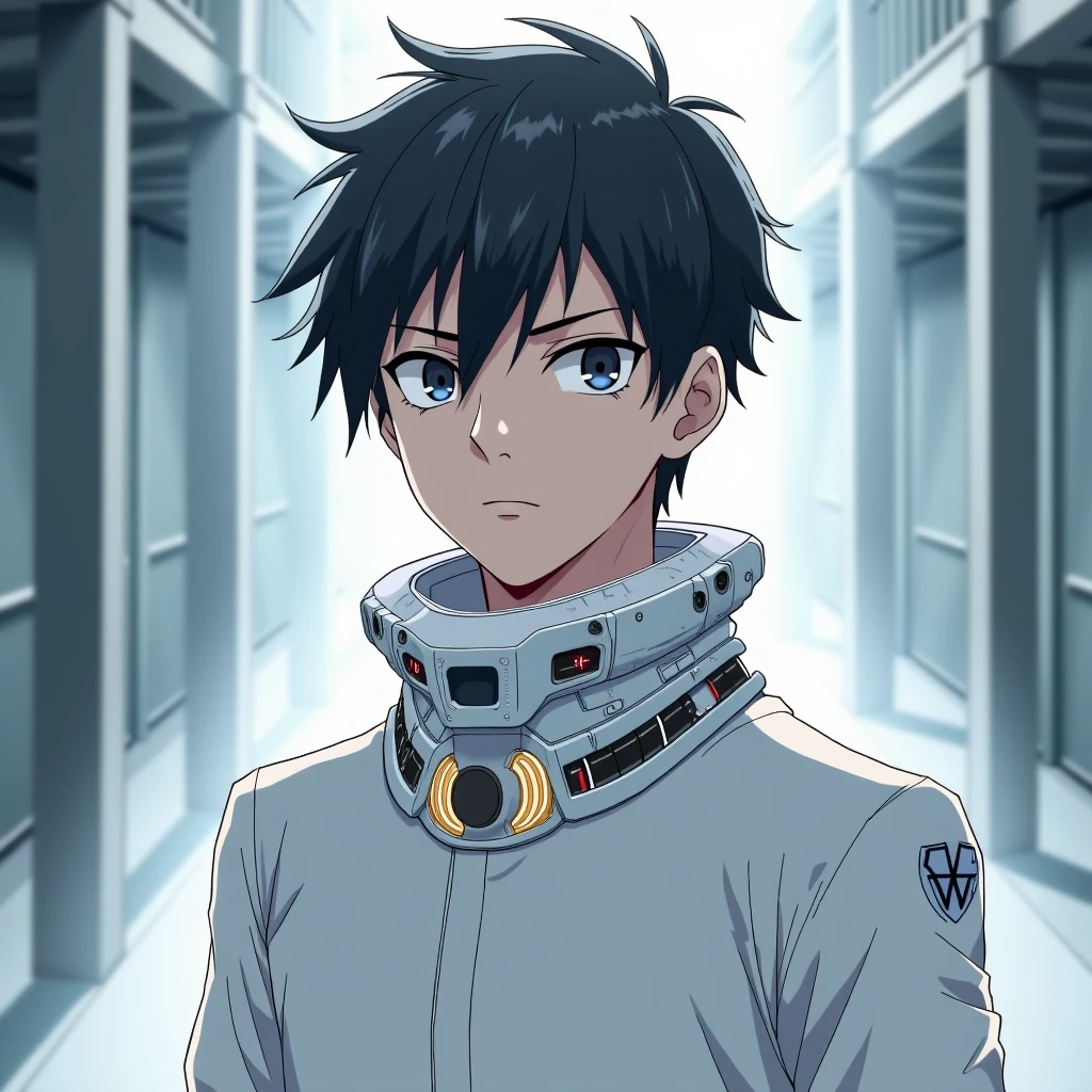 Anime Male Wearing White Inmate Collar Tech Collar - SeaArt AI