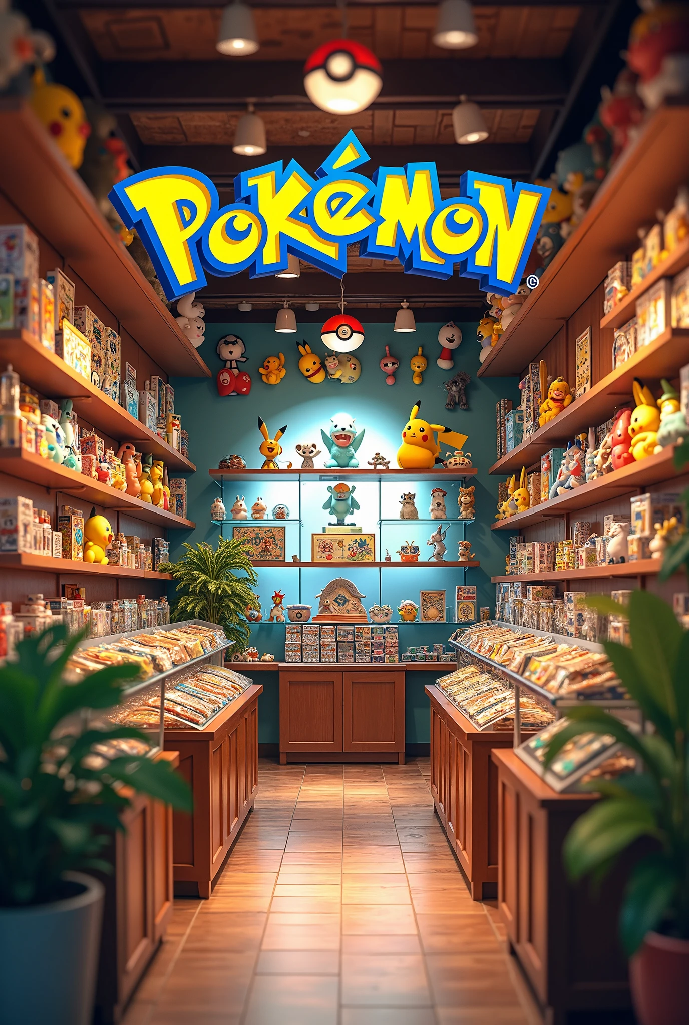 There is a store with a lot of pokemon items on display - SeaArt AI