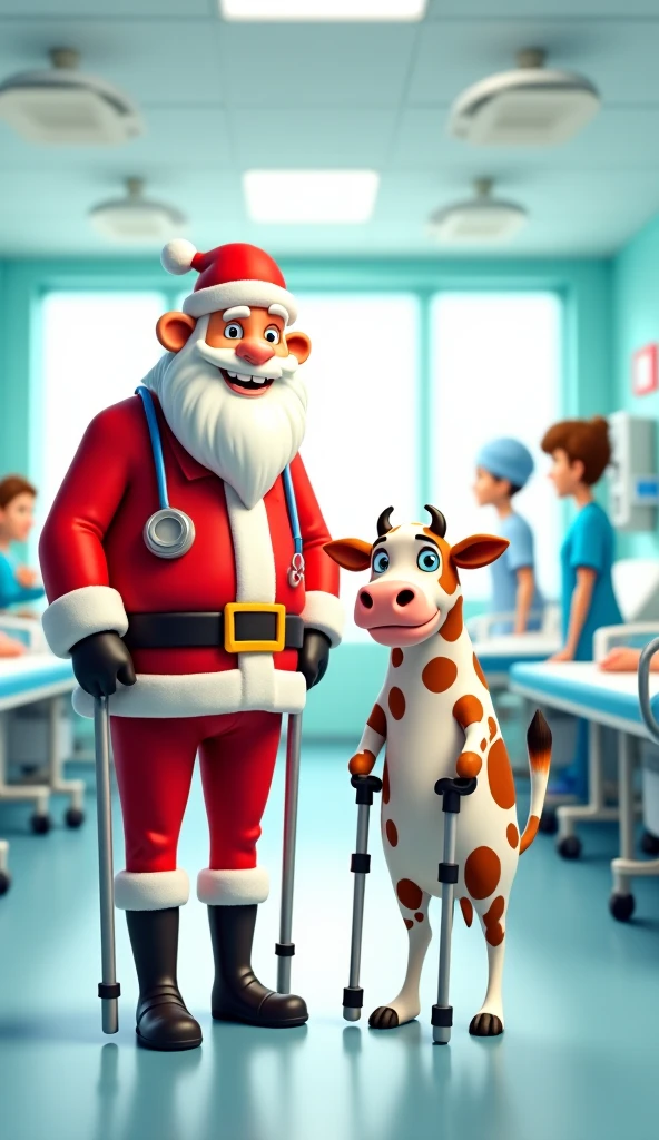 "Design a whimsical and heartwarming cartoon hospital scene. The ...