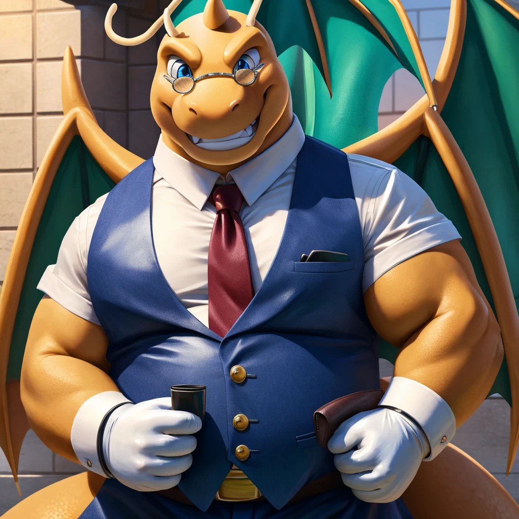 Solo, Male, close up, fat, extremely obese, gentleman, dapper Dragonite ...