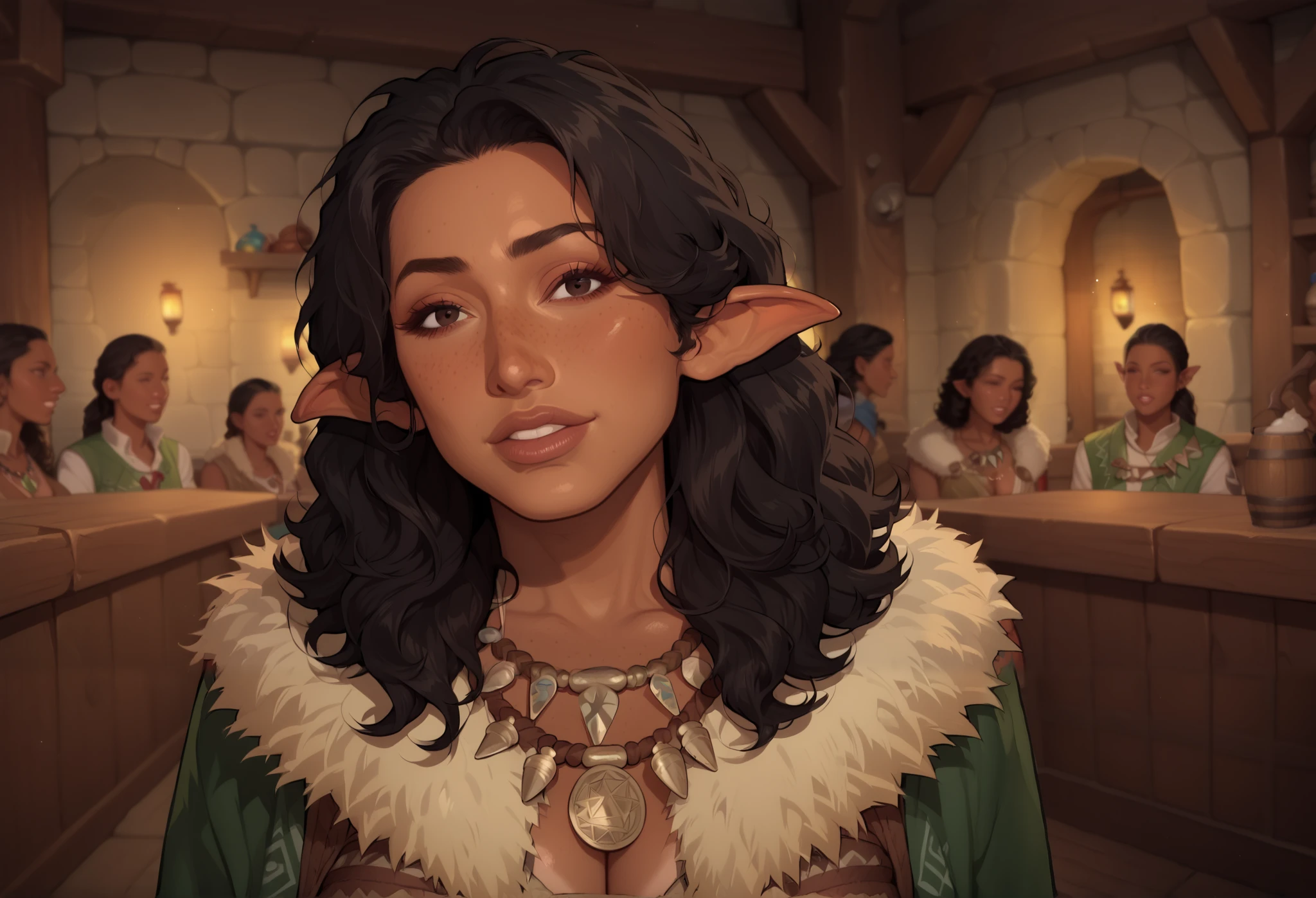 There is a woman with a necklace and a necklace around her neck - SeaArt AI