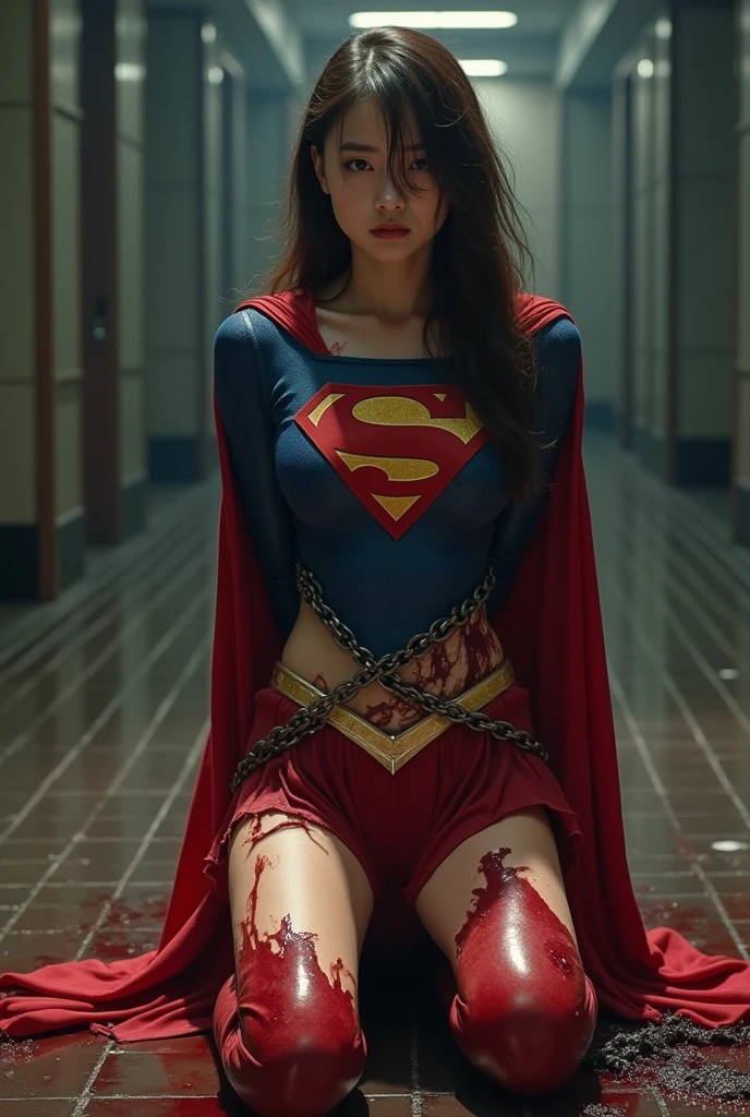 Live-action、 a man and a picture of a supergirl with a man's stab ...