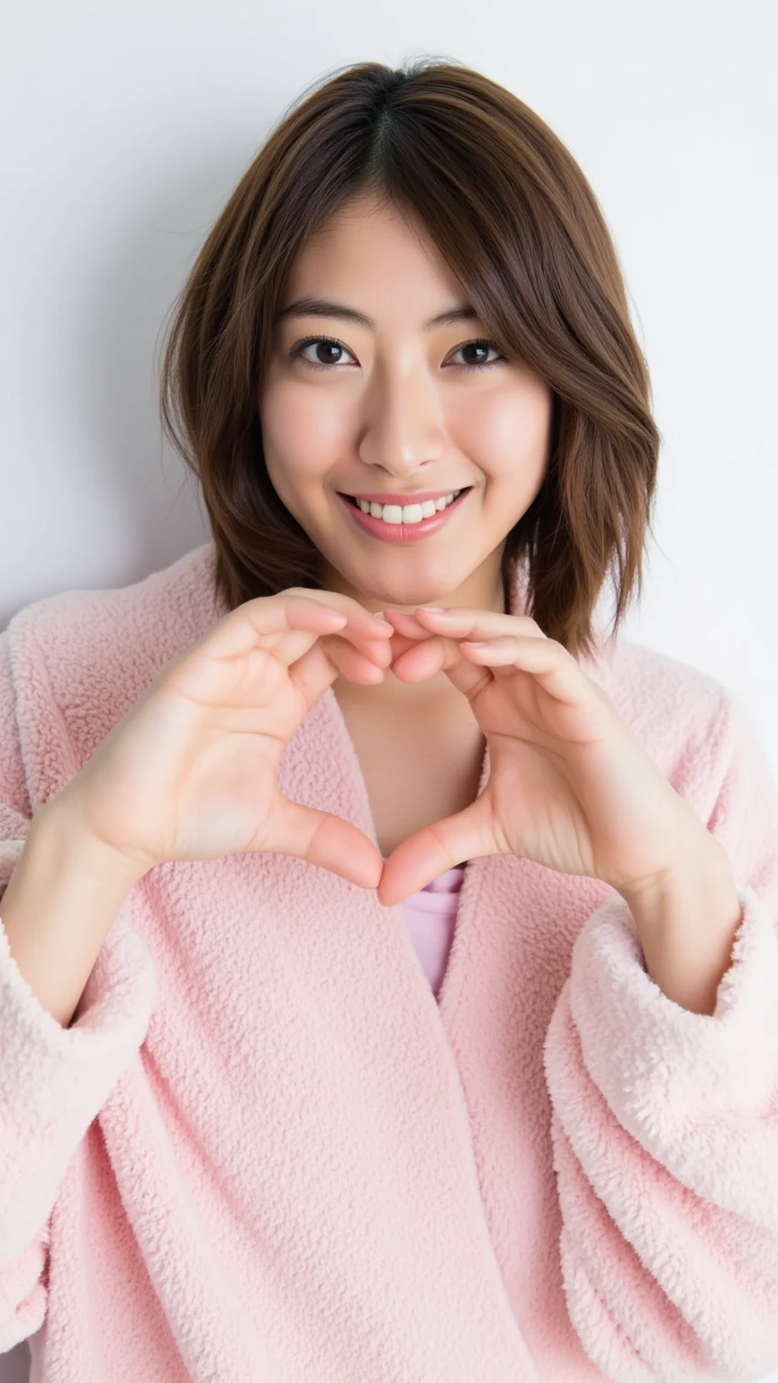 high res、 Wear fluffy off-shoulder pajamas with a cute smile and use ...