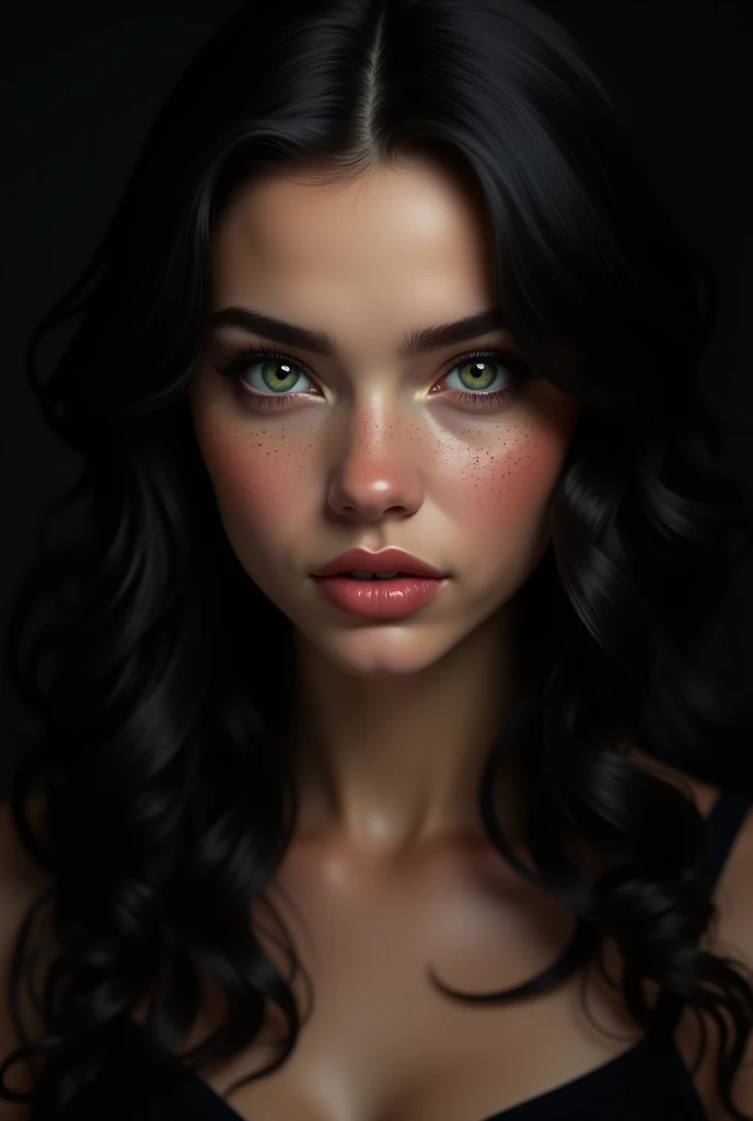 A 22-year-old woman Nicole Wallace, with freckles on her cheeks and ...