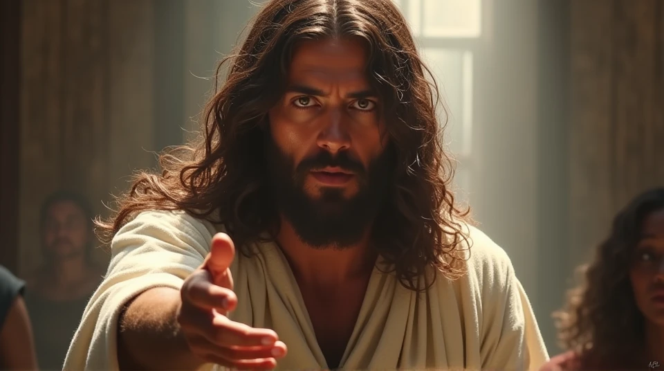 Jesus saying loud to you with his hand begging you - SeaArt AI