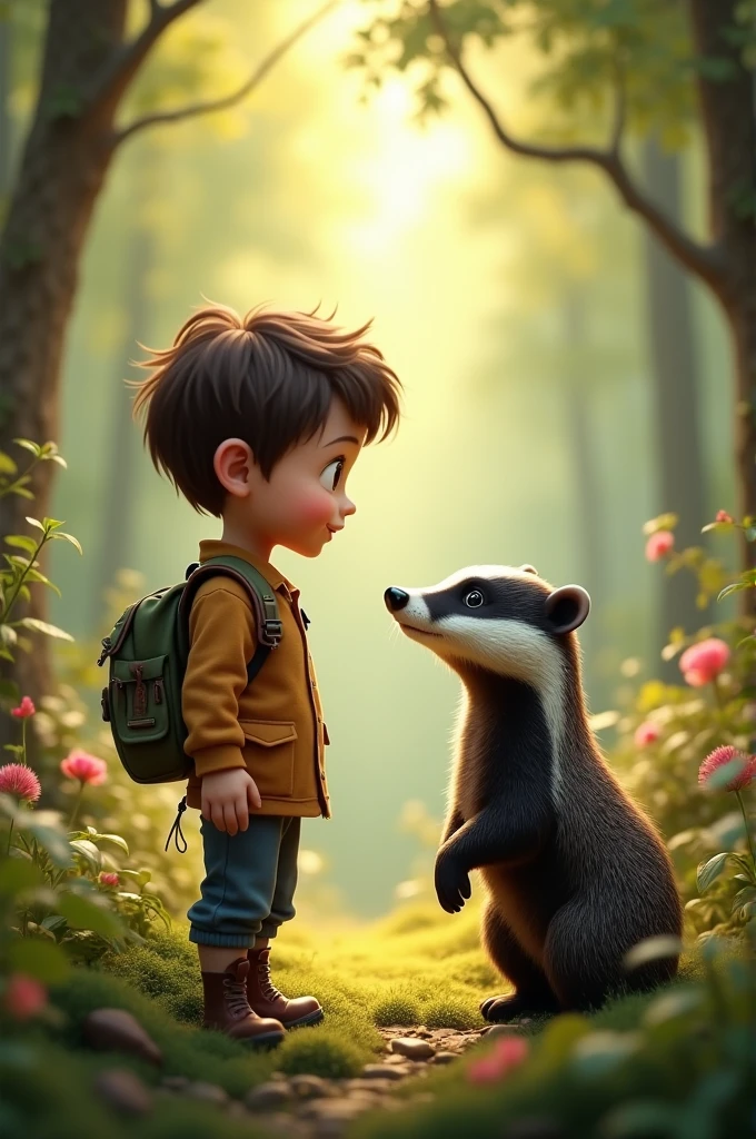 Little Paul and the Badger - SeaArt AI