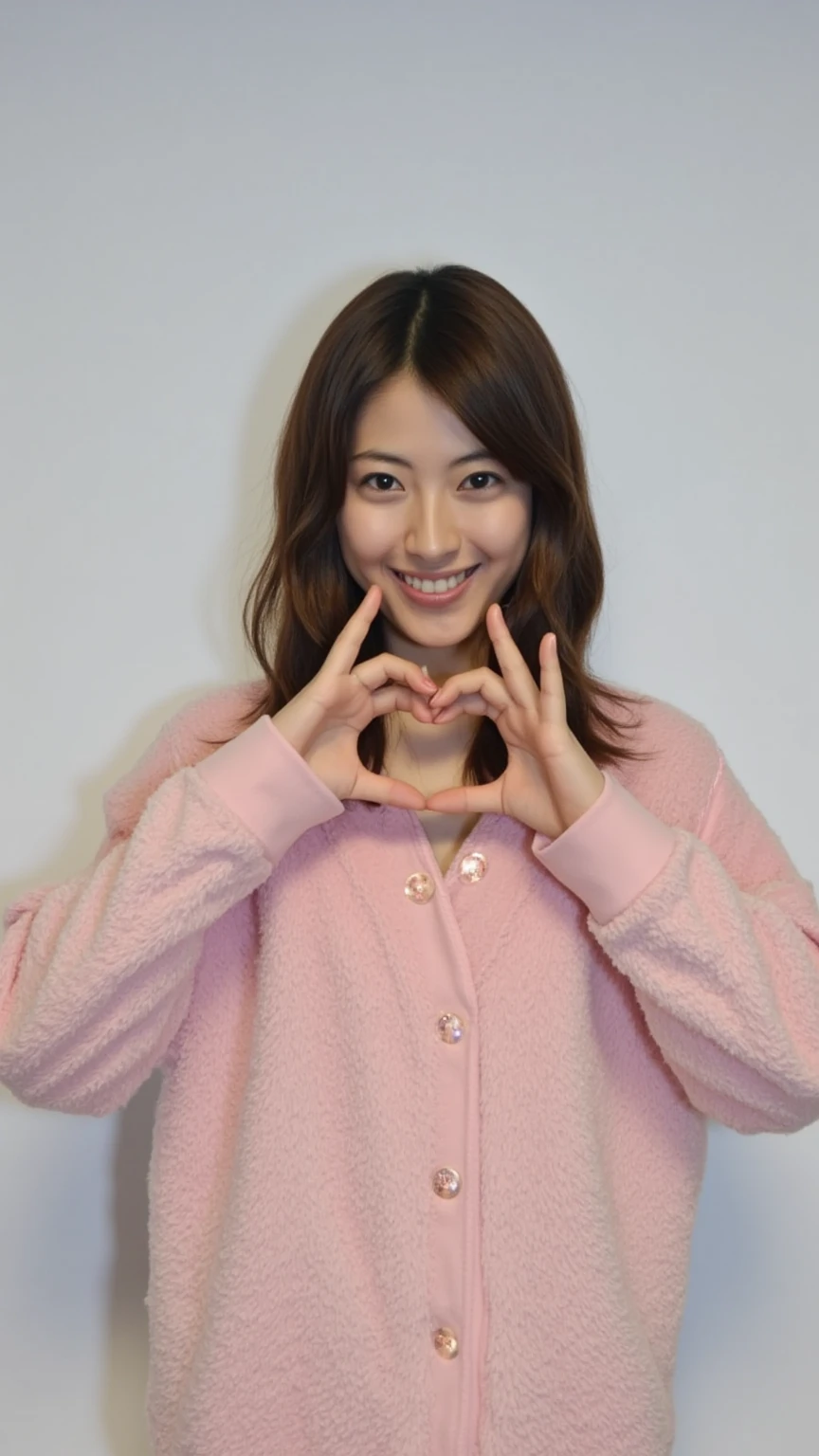 high res、 Wear fluffy off-shoulder pajamas with a cute smile and use ...