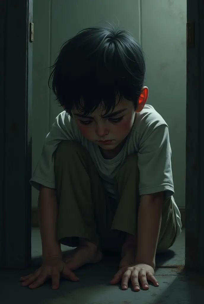 Boy crying inconsolately next to the crib because he didn't receive the ...