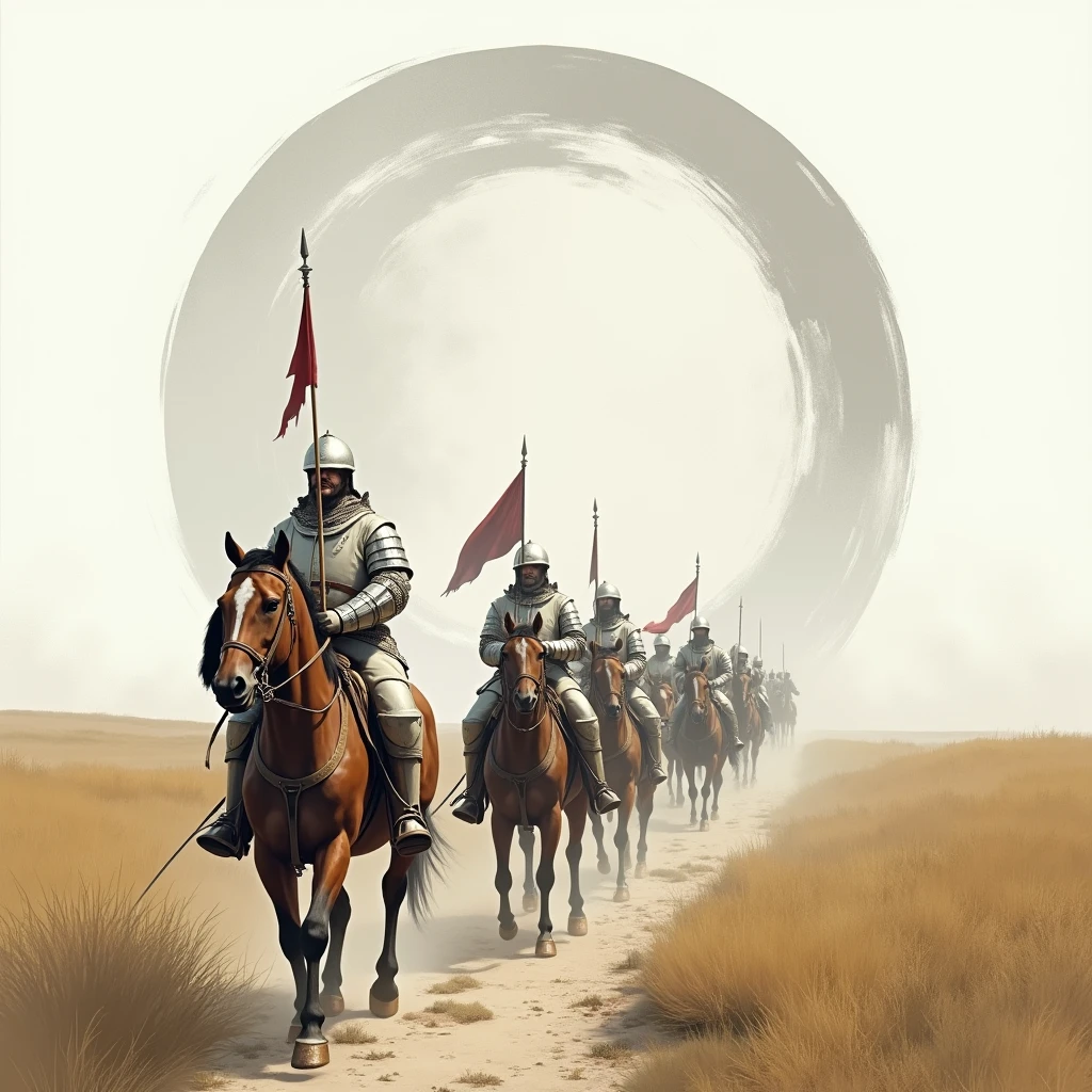realistic illustration 、White medieval Western armor 、 Soldiers with a ...