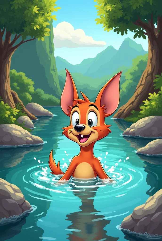Creating Pixar ren bathing in a naked river - SeaArt AI
