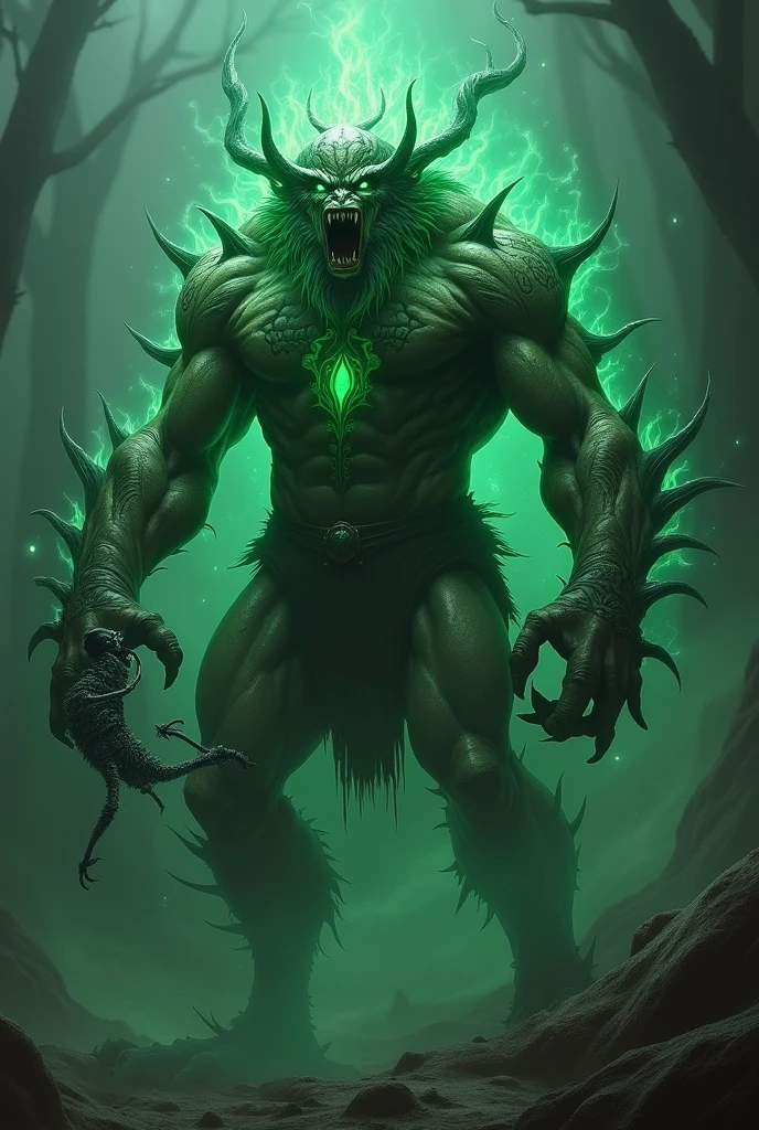 Imagine a powerful and imposing creature , shrouded in shadows with a ...