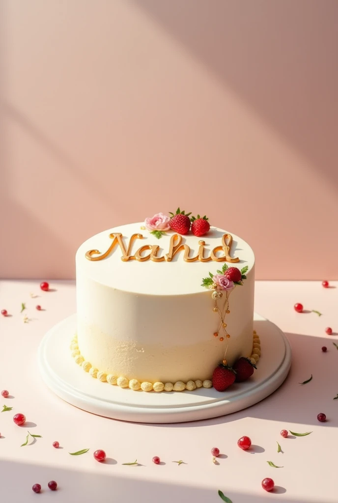 The name Nahid will be written on a birthday cake. - SeaArt AI