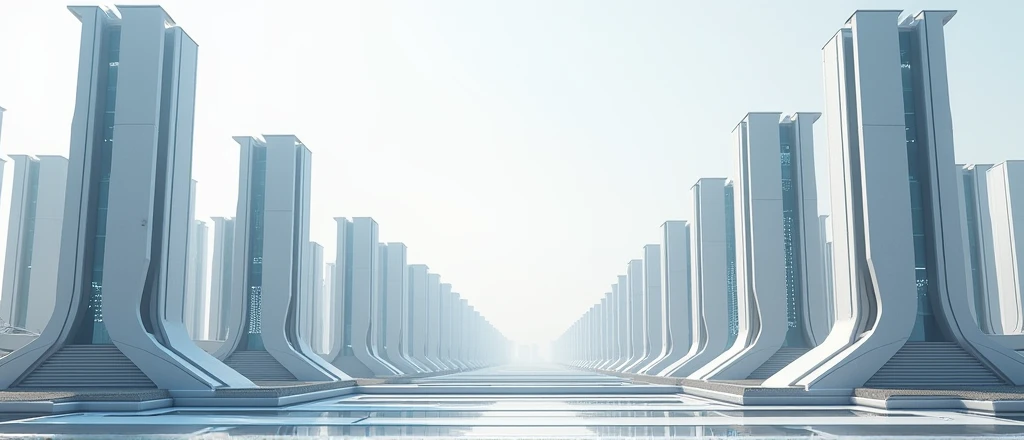 Buildings side by side in a futuristic column - SeaArt AI