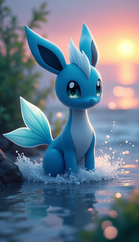 Detailed prompt for Vaporeon : "A Vaporeon , an aquatic Pokémon with ...