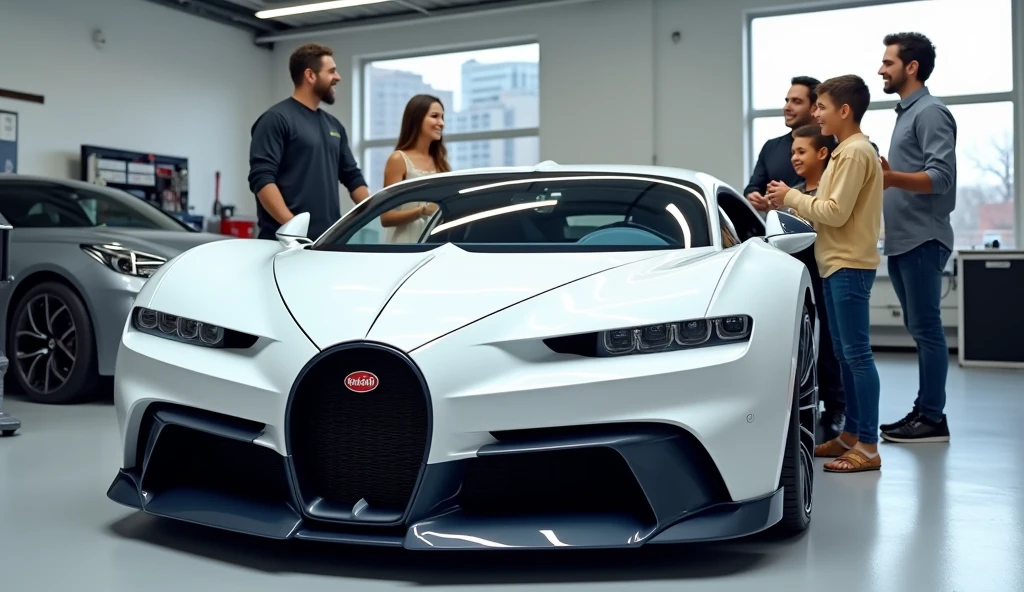 "A Bugatti Chiron 2025 in pristine white color, parked in a clean and ...