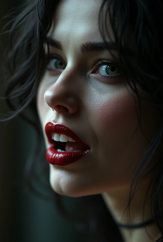Woman shows her vampire teeth - SeaArt AI