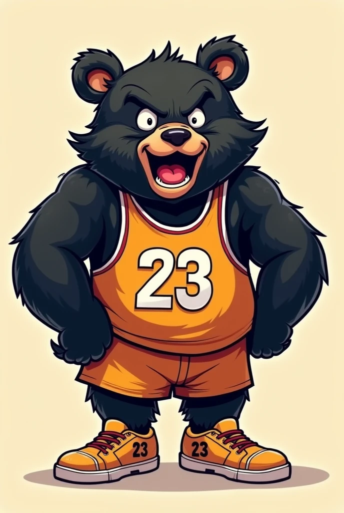 A mad cartoonish black bear with the number 23 basketball jersey on ...