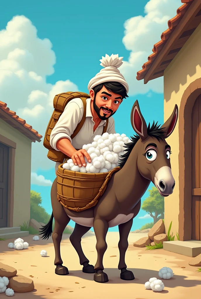 Cartoon One day the washerman loaded cotton on the back of donkey ...